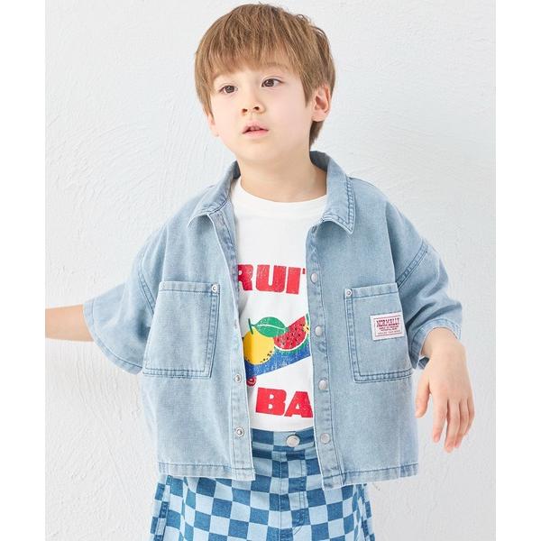 ZOZO問い合わせ番号:105037413ショップ:pairmanon，ペアマノンブランド:pairmanon，ペアマノン，coucou manon，ククゥ マノン商品名:ユニセックス ネームタグ付き デニム 半袖ビッグシャツカテゴリ:ジャ...