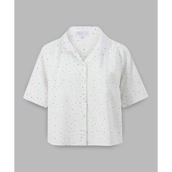 ZOZO問い合わせ番号:105037787ショップ:agnes b.，アニエスベーブランド:agnes b.，アニエスベー商品名:ハートプリント コットン 半袖 ブラウス ”Ginetteカテゴリ:トップス>シャツ/ブラウスブランド品...