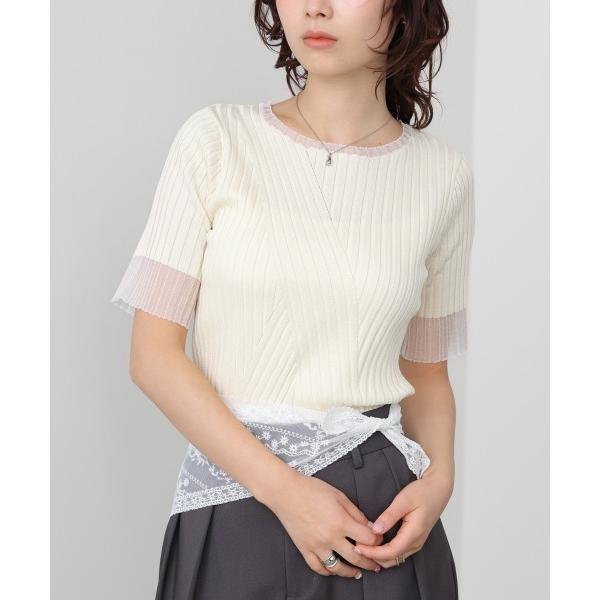 『タイムセール実施中』ZOZO問い合わせ番号:105037973ショップ:Bab，バブブランド:Bab，バブ商品名:シアー使い5分袖リブニットトップス/サマーニットカテゴリ:トップス>Tシャツ/カットソーブランド品番:2226201素...