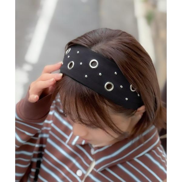 ZOZO問い合わせ番号:105039059ショップ:CERCA，チェルカブランド:MEMECLE，メメクル商品名:【 MEMECLE / メメクル 】６色展開 アイレット スタッズ  ヘアバンド ヘアターバンカテゴリ:ヘアアクセサリー&gt...