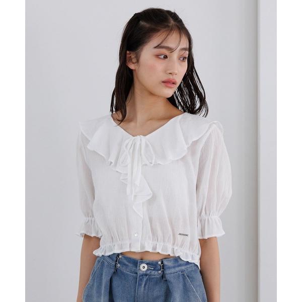 ZOZO問い合わせ番号:105039453ショップ:repipi armario，レピピアルマリオブランド:repipi armario，レピピ アルマリオ，10C REPIPI，ジューシーレピピ商品名:ラッフルリボンブラウスカテゴリ:トッ...