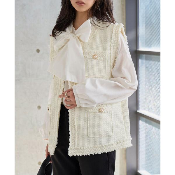 『タイムセール実施中』ZOZO問い合わせ番号:105041205ショップ:kobelettuce，コウベレタスブランド:KOBE LETTUCE，コウベレタス商品名:フリンジツイードジレカテゴリ:トップス>ベストブランド品番:C782...