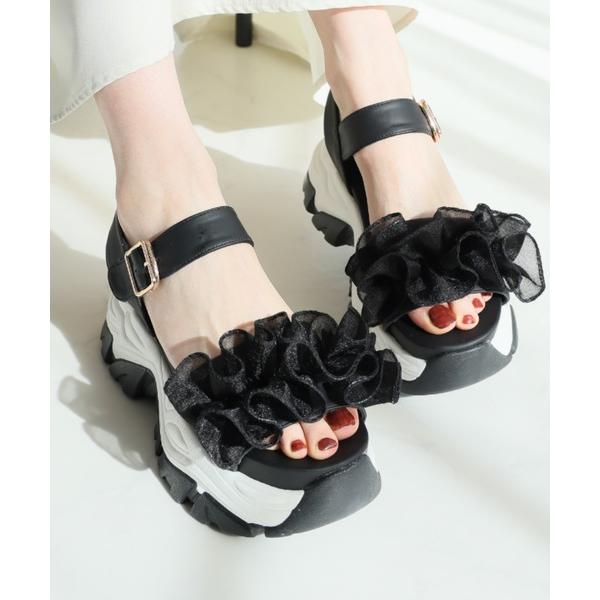 ZOZO問い合わせ番号:105041571ショップ:VIVIAN COLLECTION，ヴィヴィアンコレクションブランド:VIVIAN，ヴィヴィアン商品名:ラメシアーフリル厚底ストラップスポーツサンダル ZOZOTOWN+オフィシャルサイト...