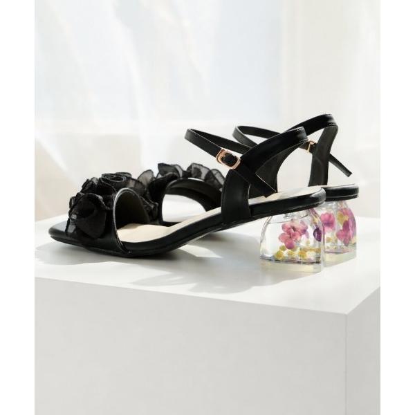 ZOZO問い合わせ番号:105041584ショップ:VIVIAN COLLECTION，ヴィヴィアンコレクションブランド:VIVIAN，ヴィヴィアン商品名:シアーフリルフラワークリアヒールストラップサンダルカテゴリ:シューズ>サンダル...