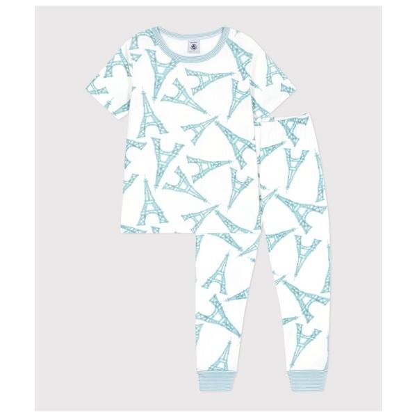 ZOZO問い合わせ番号:105078473ショップ:PETIT BATEAU，プチバトーブランド:PETIT BATEAU，プチバトー商品名:エッフェル塔プリント 半袖長ズボンパジャマカテゴリ:ルームウェア>ルームウェア/パジャマブラ...