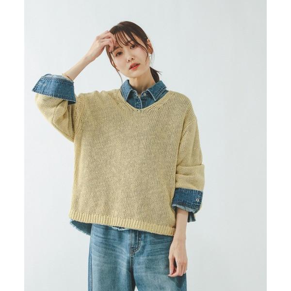 ZOZO問い合わせ番号:105078571ショップ:GLOBAL WORK，グローバルワークブランド:GLOBAL WORK，グローバルワーク商品名:リネンコットンMIXVネックプルオーバー長袖/636123カテゴリ:トップス>ニット...