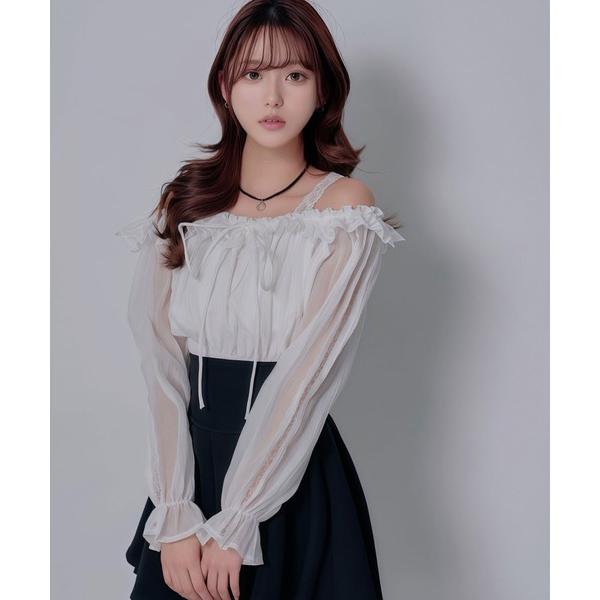 ZOZO問い合わせ番号:105150193ショップ:夢展望（YUMETENBO），ユメテンボウブランド:Diable baiser，ディアブルベーゼ，夢展望，ユメテンボウ商品名:オフショルレースシアーブラウス シャーリングトップスカテゴリ:...