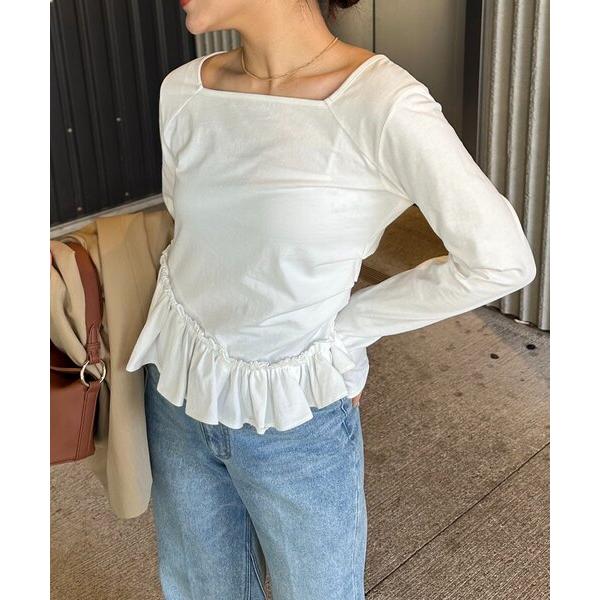 ZOZO問い合わせ番号:105150285ショップ:CAPRICIEUX LE'MAGE，カプリシュレマージュブランド:CAPRICIEUX LE'MAGE，カプリシューレマージュ商品名:【前後2WAY】アシメフリルロンTカテゴリ:トップス...