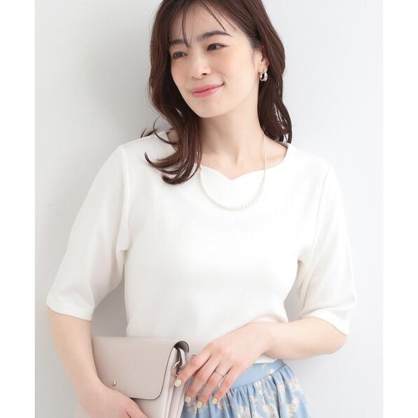 ZOZO問い合わせ番号:105150860ショップ:SHOO・LA・RUE，シューラルーブランド:SHOO・LA・RUE，シューラルー商品名:【ネックアソート】裏ひんやりテレコ5分袖トップスカテゴリ:トップス>Tシャツ/カットソーブラ...