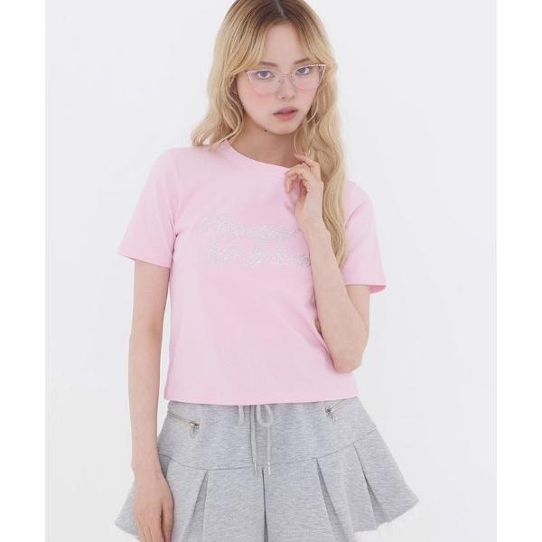 ZOZO問い合わせ番号:105151251ショップ:axes femme，アクシーズファムブランド:FickleBebe，フィクルベベ商品名:ビジューロゴミニTeeカテゴリ:トップス>Tシャツ/カットソーブランド品番:IG21X05F...