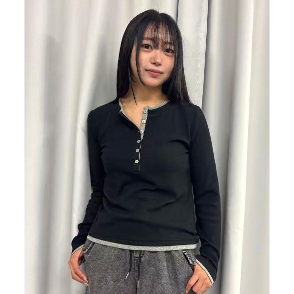 ZOZO問い合わせ番号:105151633ショップ:CORNERS，コーナーズブランド:Lots of Love，ロッツオブラブ，CORNERS，コーナーズ商品名:テレコバイカラーヘンリートップスカテゴリ:トップス>Tシャツ/カットソ...