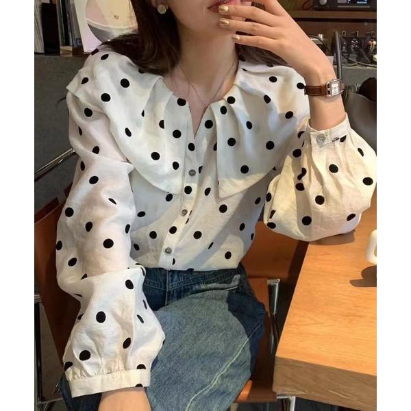 ZOZO問い合わせ番号:105152415ショップ:Teem Store，チームストアブランド:shyam inspiration，シャムインスピレーション商品名:ビッグフリルカラードットブラウスカテゴリ:トップス>シャツ/ブラウスブ...