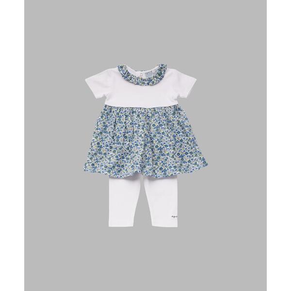 ZOZO問い合わせ番号:105188814ショップ:agnes b.，アニエスベーブランド:agnes b.，アニエスベー商品名:ベビー フラワープリント コットン 半袖 ワンピース＆ボトムセットカテゴリ:ワンピース/ドレス>ワンピー...