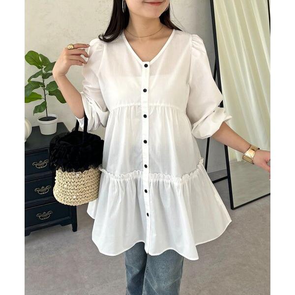 ZOZO問い合わせ番号:105188918ショップ:prose verse，プロズヴェールブランド:prose verse，プロズヴェール商品名:ミドル丈裾フリルティアードブラウスカテゴリ:トップス>シャツ/ブラウスブランド品番:PV...