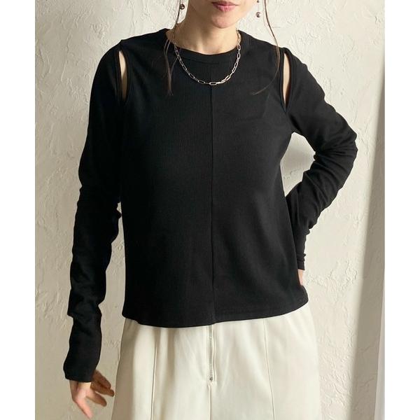 『タイムセール実施中』ZOZO問い合わせ番号:105189032ショップ:wears，ウェアーズブランド:She's Closet，シーズクローゼット商品名:カットアウト 肩あき 長袖 リブトップス ロングTシャツカテゴリ:トップス>...