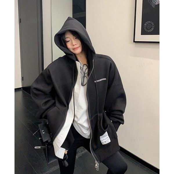 ZOZO問い合わせ番号:105189284ショップ:Dalfwin，ダールフィンブランド:Dalfwin，ダールフィン商品名:韓国ファッション RICECAKEラベル付きサイドボタンダブルジップフーディーカテゴリ:トップス>パーカーブ...