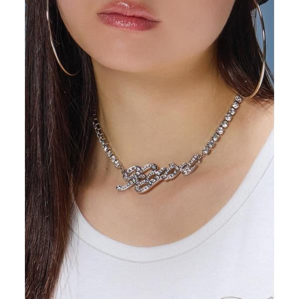 ZOZO問い合わせ番号:105189507ショップ:X-girl，エックスガールブランド:X-girl，エックスガール商品名:RHINESTONE CURSIVE LOGO NECKLACEカテゴリ:アクセサリー>ネックレスブランド品...