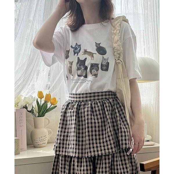 『タイムセール実施中』ZOZO問い合わせ番号:105190550ショップ:merrylatte，メリーラテブランド:etta，エタ商品名:猫ちゃんいっぱい半袖Tシャツカテゴリ:トップス>Tシャツ/カットソーブランド品番:e11素材:綿...