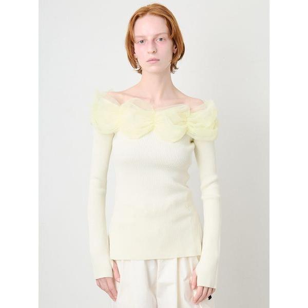 ZOZO問い合わせ番号:105228390ショップ:SORIN，ソリンブランド:SORIN，ソリン　商品名:Tulle Decorated Rib Top/チュール デコレート リブトップカテゴリ:トップス>ニット/セーターブランド品...