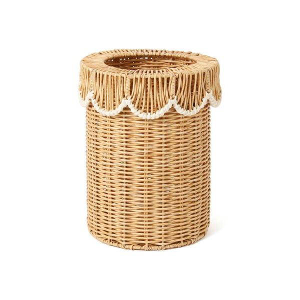 ZOZO問い合わせ番号:105228496ショップ:Francfranc，フランフランブランド:Francfranc，フランフラン商品名:スカラップ ダストボックス L ホワイト ゴミ箱 ラタン風 リビングカテゴリ:インテリア>収納グ...
