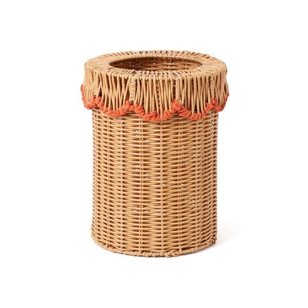 ZOZO問い合わせ番号:105228497ショップ:Francfranc，フランフランブランド:Francfranc，フランフラン商品名:スカラップ ダストボックス L オレンジ ゴミ箱 ラタン風 リビングカテゴリ:インテリア>収納グ...