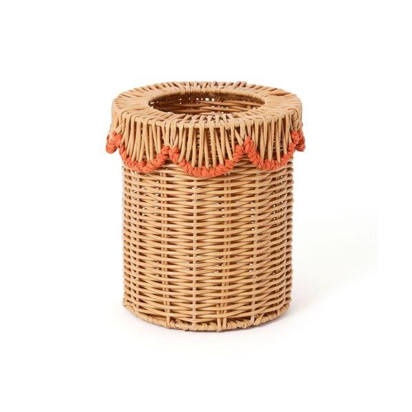 ZOZO問い合わせ番号:105228505ショップ:Francfranc，フランフランブランド:Francfranc，フランフラン商品名:スカラップ ダストボックス S オレンジ ゴミ箱 ラタン風 リビングカテゴリ:インテリア>収納グ...