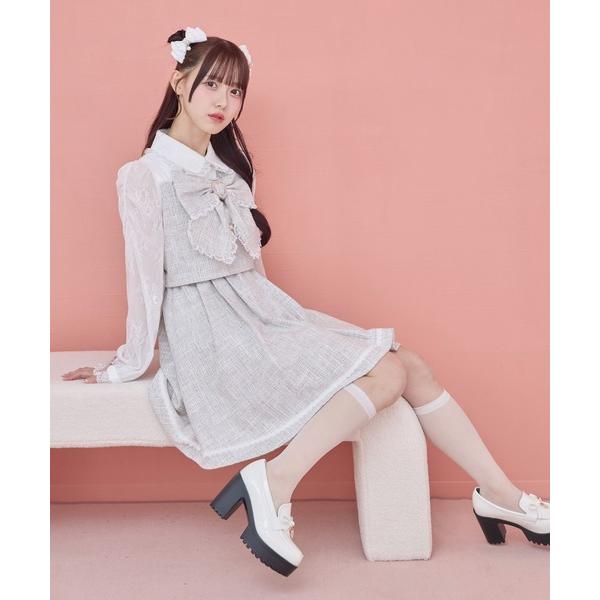 ZOZO問い合わせ番号:105230038ショップ:ROJITA，ロジータブランド:ROJITA，ロジータ商品名:リボンデザインツイードワンピースカテゴリ:ワンピース/ドレス>ワンピースブランド品番:1613414素材:表地：_ポリエ...