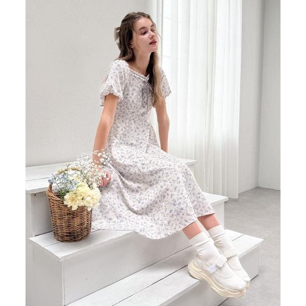 ZOZO問い合わせ番号:105230420ショップ:F i.n.t，フィントブランド:F i.n.t，フィント，an another angelus，アンアナザーアンジェラス商品名:リボンアイビーフラワー柄レースアップワンピース/fint ...