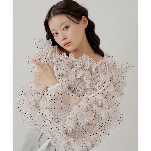 ZOZO問い合わせ番号:105230936ショップ:Chico，チコブランド:Chico，チコ商品名:【SALON by Chico】オフショルランダムチュールドットブラウスカテゴリ:トップス>シャツ/ブラウスブランド品番:CHS10...