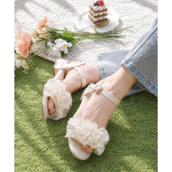 『タイムセール実施中』ZOZO問い合わせ番号:105230956ショップ:MAJESTIC LEGON，マジェスティックレゴンブランド:MAJESTIC LEGON，マジェスティックレゴン商品名:ローヒールフリルビジューサンダルカテゴリ:シ...