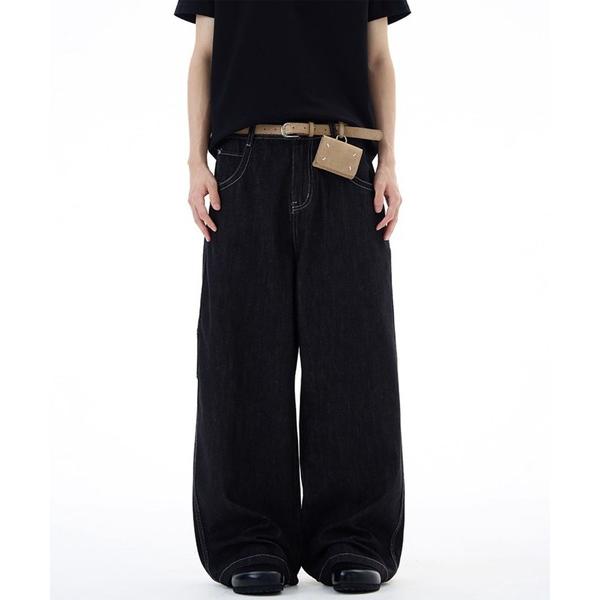 ZOZO問い合わせ番号:105231167ショップ:chuclla，チュクラブランド:WESTBOY，ウエストボーイ商品名:ワイドシルエット ブラック 刺繍 ステッチデザイン デニムパンツ WO26S6PT07カテゴリ:パンツ>デニム...