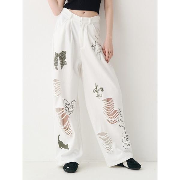 『タイムセール実施中』ZOZO問い合わせ番号:105232584ショップ:EVRIS，エヴリスブランド:EVRIS，エヴリス商品名:グラフィックデザインウラケワイドパンツカテゴリ:パンツ>スウェットパンツブランド品番:37263070...