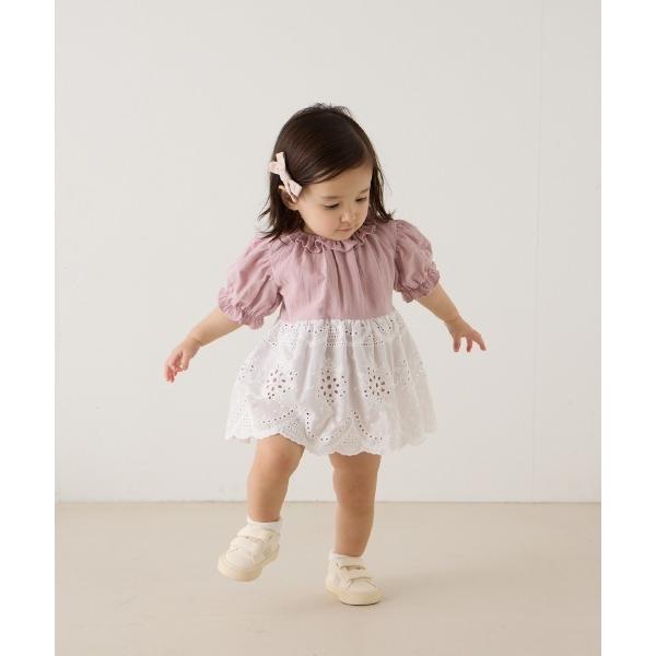 『タイムセール実施中』※このアイテムは返品・交換対象外商品です。ZOZO問い合わせ番号:105232622ショップ:riziere，リジェールブランド:riziere，リジェール商品名:【リンクコーデ】スカラップレースエプロンベビーロンパー...