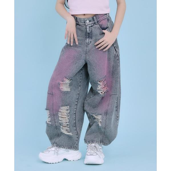 ZOZO問い合わせ番号:105269072ショップ:ANAP，アナップブランド:ANAP GiRL，アナップガール商品名:ハートペイント クラッシュ バレルデニムパンツカテゴリ:パンツ>デニムパンツブランド品番:912-7923素材:...