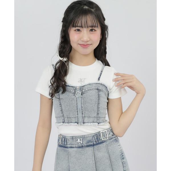 ZOZO問い合わせ番号:105269078ショップ:ANAP，アナップブランド:ANAP GiRL，アナップガール商品名:ダメージ リングジップ ビスチェ × Tシャツ トップス SET【セットアップ対応】カテゴリ:トップス>アンサン...