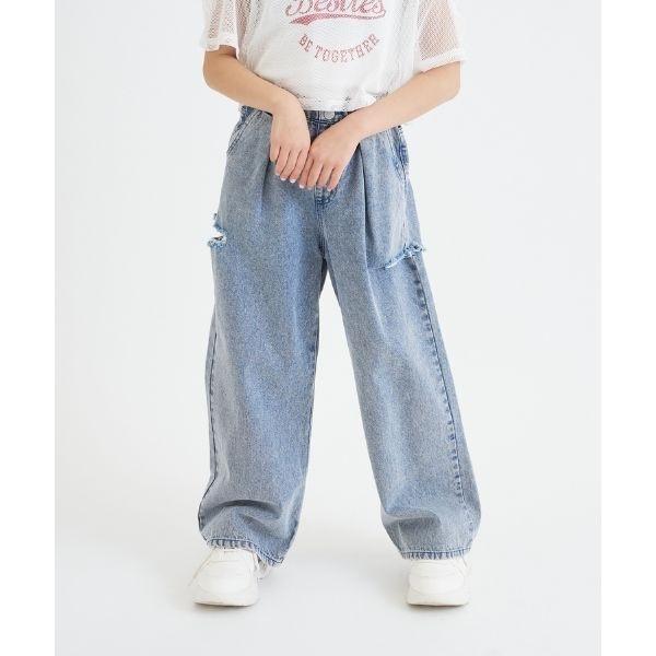 ZOZO問い合わせ番号:105269434ショップ:NARUMIYA ONLINE，ナルミヤ オンラインブランド:PINK-latte，ピンクラテ商品名:ダメージアソートタックデニムパンツカテゴリ:パンツ>その他パンツブランド品番:6...