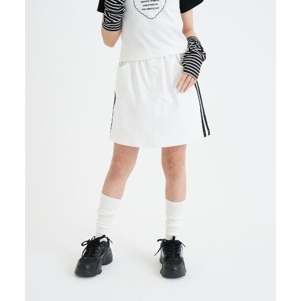 ZOZO問い合わせ番号:105269466ショップ:NARUMIYA ONLINE，ナルミヤ オンラインブランド:PINK-latte，ピンクラテ商品名:ラインストレッチ台形スカートカテゴリ:スカート>スカートブランド品番:67621...