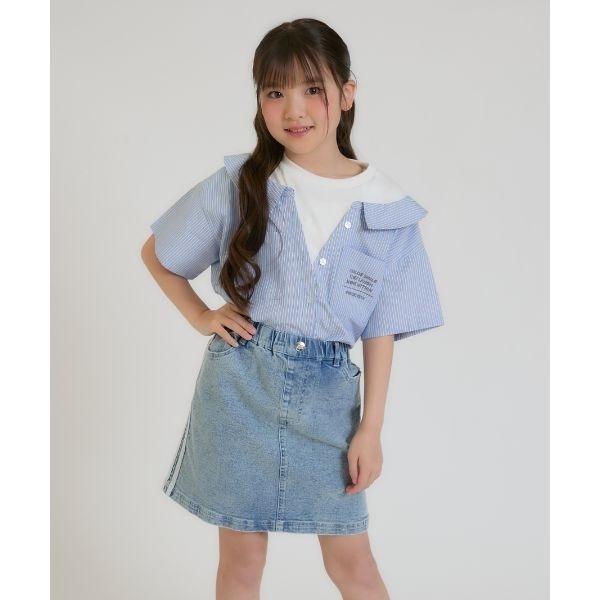 ZOZO問い合わせ番号:105269480ショップ:NARUMIYA ONLINE，ナルミヤ オンラインブランド:PINK-latte，ピンクラテ商品名:シャツドッキング半袖プルオーバーカテゴリ:トップス>シャツ/ブラウスブランド品番...