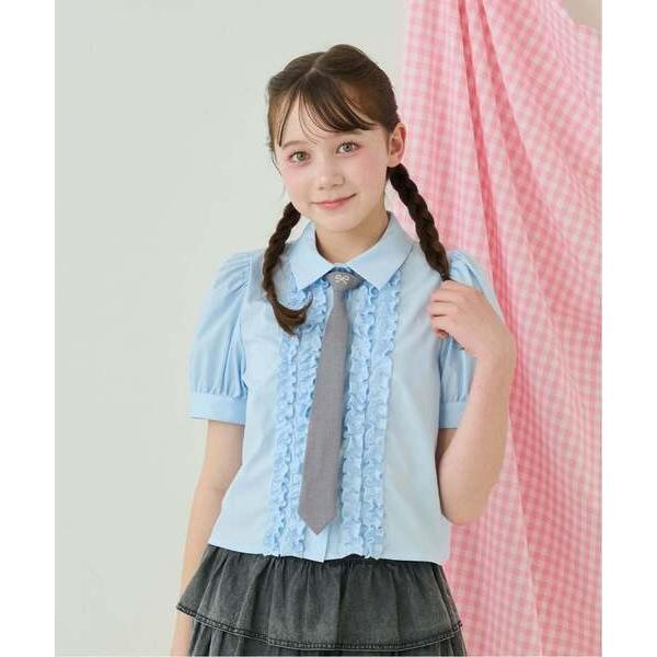 ZOZO問い合わせ番号:105269496ショップ:NARUMIYA ONLINE，ナルミヤ オンラインブランド:mezzo piano Junior，メゾピアノジュニア商品名:ネクタイつきフリルブラウスカテゴリ:トップス>シャツ/ブ...