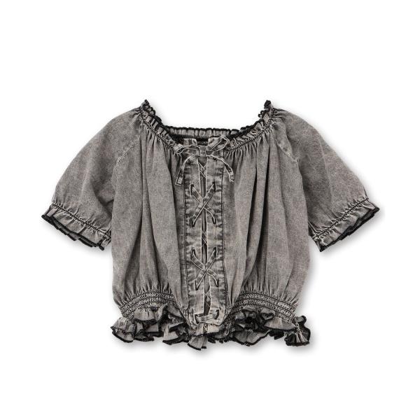 ZOZO問い合わせ番号:105269503ショップ:NARUMIYA ONLINE，ナルミヤ オンラインブランド:PINK-latte，ピンクラテ商品名:レースアップオフショルブラウスカテゴリ:トップス>シャツ/ブラウスブランド品番:...