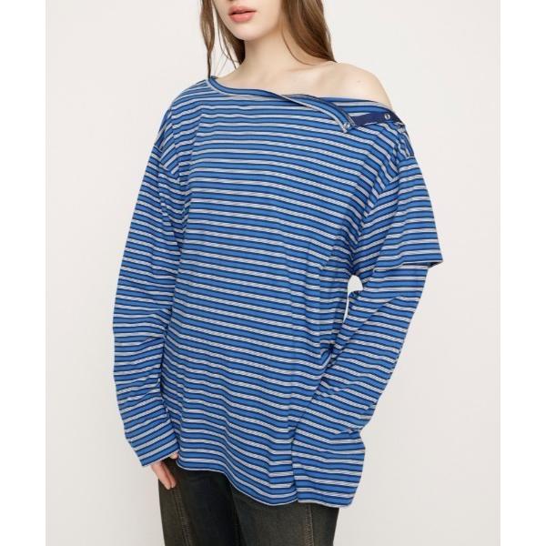 ZOZO問い合わせ番号:105270649ショップ:SLY，スライブランド:SLY，スライ商品名:ASYMMETRY BORDER L/S TOPS アシンメトリーボーダーロングスリーブトップス 春服カテゴリ:トップス>Tシャツ/カッ...