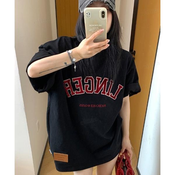 ZOZO問い合わせ番号:105270967ショップ:Dalfwin，ダールフィンブランド:Dalfwin，ダールフィン商品名:韓国ファッション LINGERベルベットロゴ半袖Tシャツカテゴリ:トップス>Tシャツ/カットソーブランド品番...