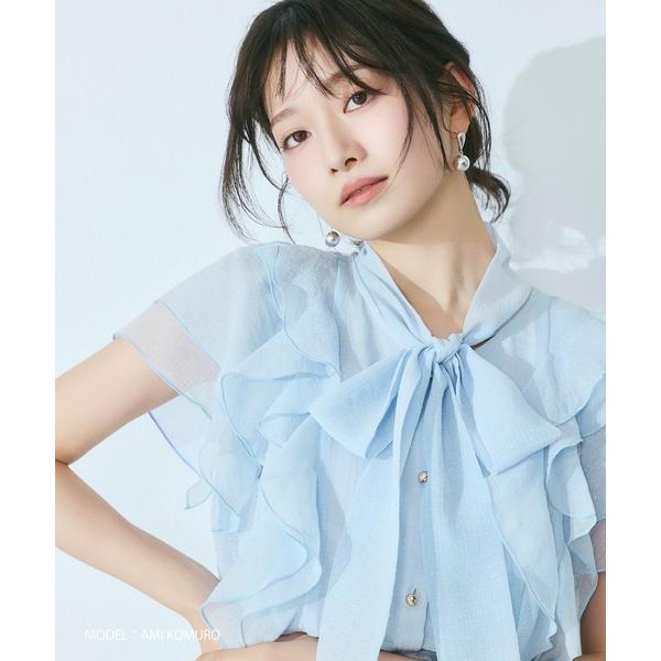 『タイムセール実施中』ZOZO問い合わせ番号:105271767ショップ:MISCH MASCH，ミッシュ マッシュブランド:MISCH MASCH，ミッシュマッシュ商品名:2026春夏新作 ボウタイフリルシアーラメブラウスカテゴリ:トップ...