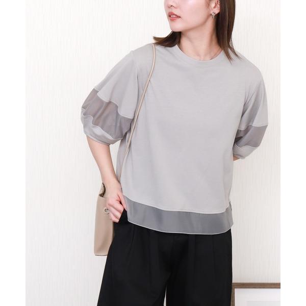 『タイムセール実施中』ZOZO問い合わせ番号:105271952ショップ:libelle more，リベル モアブランド:libelle more，リベル モア商品名:オーガンジー切り替えパフスリーブプルオーバーカテゴリ:トップス>T...