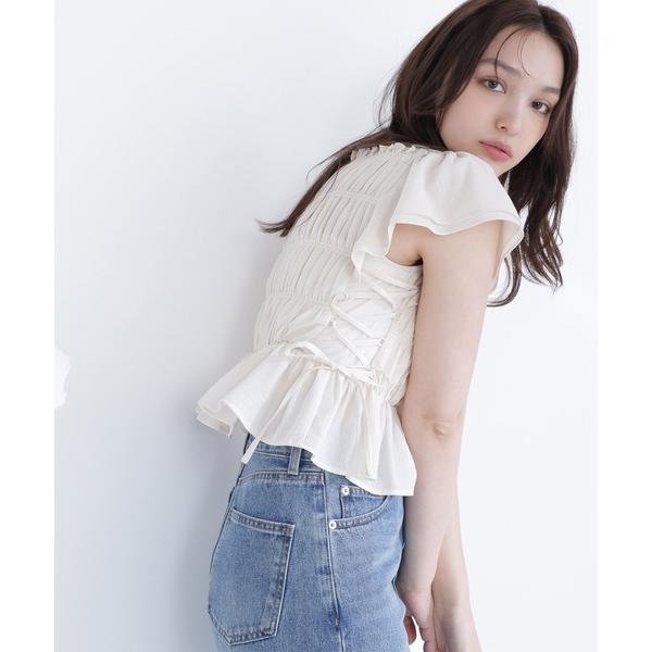 ZOZO問い合わせ番号:105273695ショップ:NATURAL BEAUTY BASIC，ナチュラルビューティーベーシックブランド:NATURAL BEAUTY BASIC，ナチュラルビューティーベーシック商品名:レースアップフリルブラ...