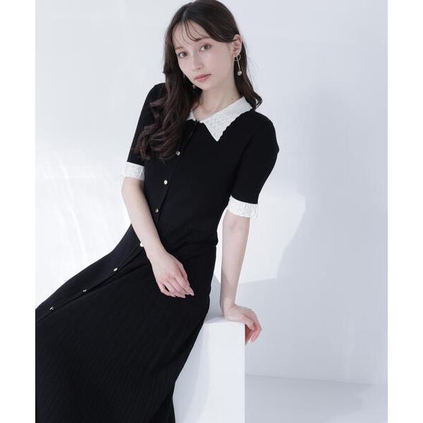 ZOZO問い合わせ番号:105273726ショップ:NATURAL BEAUTY BASIC，ナチュラルビューティーベーシックブランド:NATURAL BEAUTY BASIC，ナチュラルビューティーベーシック商品名:レース襟ニットワンピー...