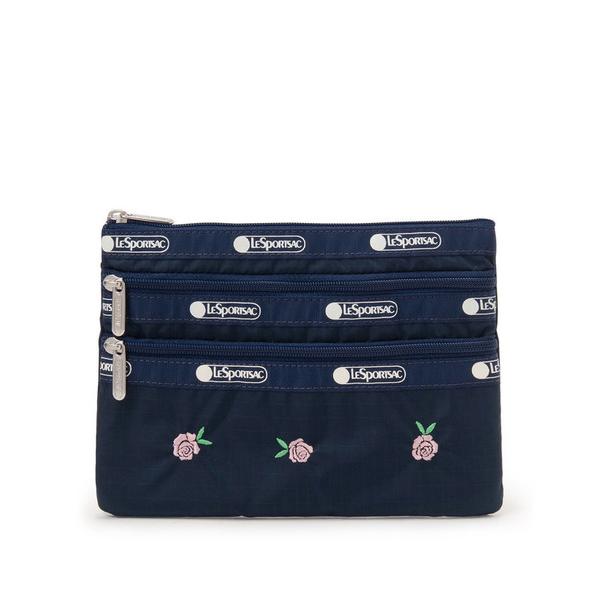 ZOZO問い合わせ番号:105310591ショップ:LeSportsac，レスポートサックブランド:LeSportsac，レスポートサック商品名:3ZIP COSMETIC ピンクローズエンブロイダリーカテゴリ:財布/小物>ポーチブラ...