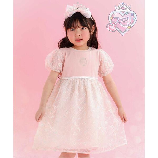 ZOZO問い合わせ番号:105311199ショップ:BEBE ONLINE STORE，ベベ オンラインストアブランド:SLAP SLIP，スラップスリップ商品名:【スラプリ/お揃い】スパンコールチュールレース天竺ワンピース(80~130c...