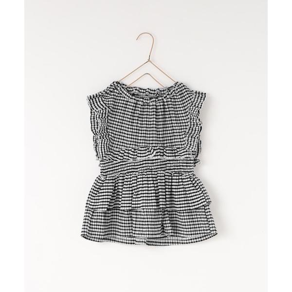 ZOZO問い合わせ番号:105313011ショップ:LOWRYS FARM，ローリーズファームブランド:LOWRYS FARM，ローリーズファーム商品名:チェックシャーリングノースリーブ　664979カテゴリ:トップス>Tシャツ/カッ...