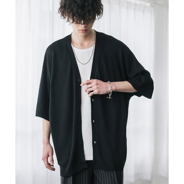 ZOZO問い合わせ番号:105313935ショップ:Rocky Monroe，ロッキーモンローブランド:Rocky Monroe，ロッキーモンロー商品名:接触冷感 オーバーサイズVネックハイゲージ半袖サマーニットカーディガンカテゴリ:トップ...